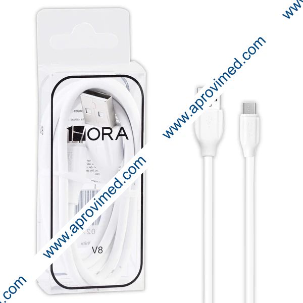 CABLE Mod. CAB186 / Eda. USB 2.1A / Sda. V8 / 1 Mt. / Col. Blanco c/1 – APROVISIONAMIENTO MEDICO