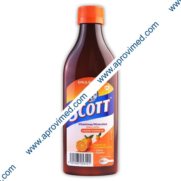 EMULSIÓN DE SCOTT Sabor Naranja Fco. 200 ML. – APROVISIONAMIENTO MEDICO